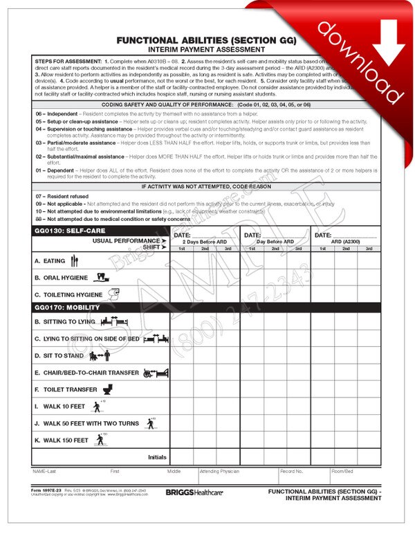 Functional Abilities (Section GG) - Interim Payment Assessment - DIGITAL FORM